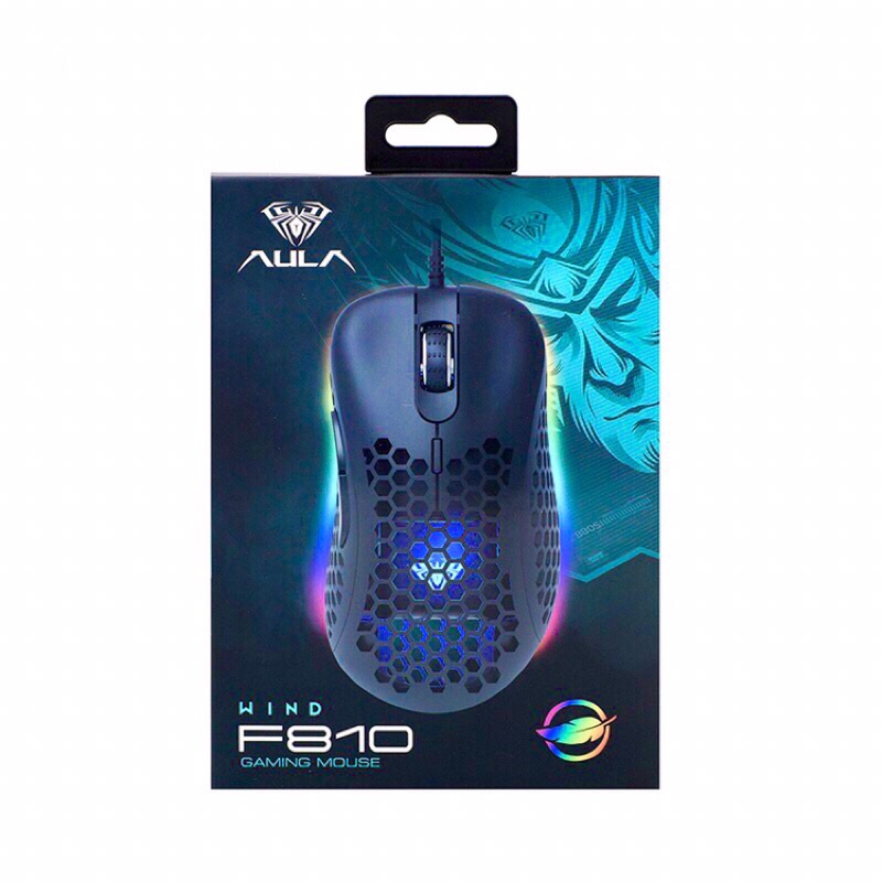 Mouse RGB 800-6400 Dpi Aula F810 เมาส์เล่นเกม Marco Programmable Hollow ...