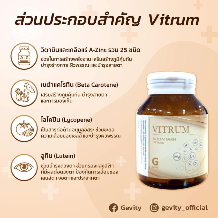 GEVITY Vitrum Multivitamin 30S ผลิตภัณฑ์อาหารเสริมไวทรัมในเครือ BDMS ...