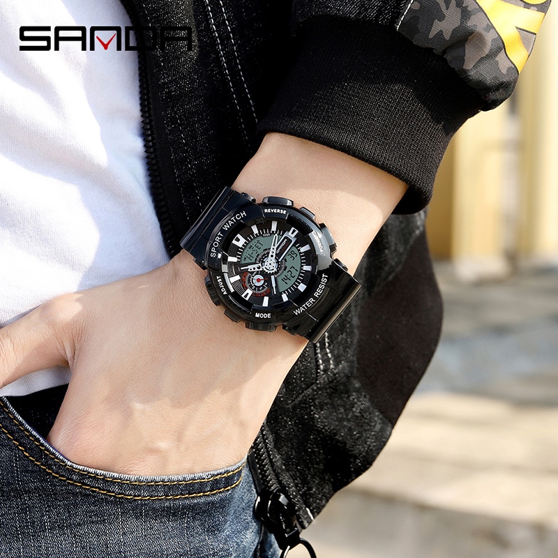 SANDA นาฬิกาแฟชั่นกันน้ำส่องสว่างนาฬิกาผู้ชายนาฬิกาข้อมือผู้ชายสุดหรู - warunk.delicious.th ...