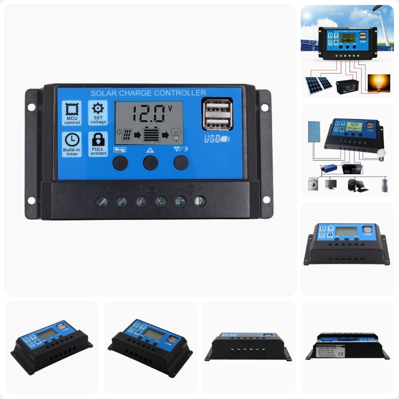 12v / 24v LCD Auto Work Solar Charge Controller PWM Dual USB Output ...
