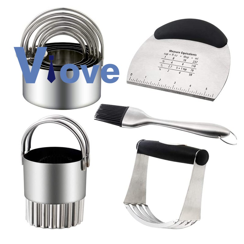 Stainless Steel Pastry Cutter Set Dough Blender Scraper with Brush ...
