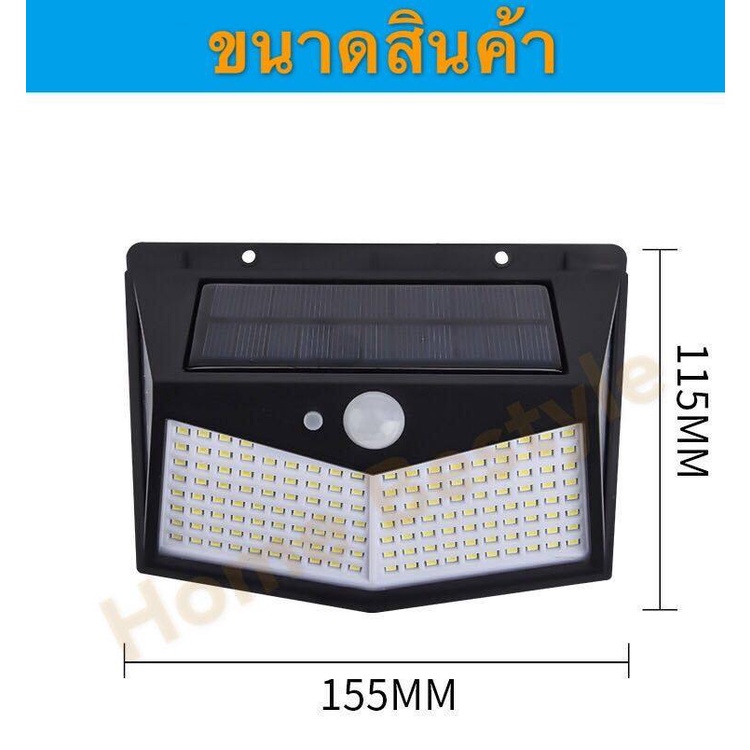 ไฟติดผนัง 166LED ไฟโซล่าเซลล์ ไฟฉุกเฉิน ใช้พลังงานแสงอาทิตย์ เซ็นเซอร์ตรวจจับความเคลื่อนไกว เปิด ...