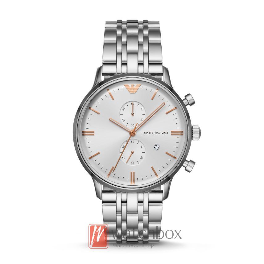 Original Mens Emporio Armani Chronograph Steel Watch 43mm AR0389 ...