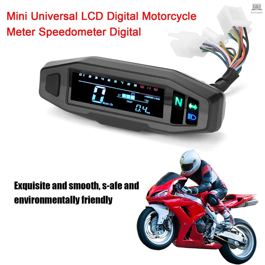 Mini Universal LCD Digital Motorcycle Meter Speedometer Digital Odo ...