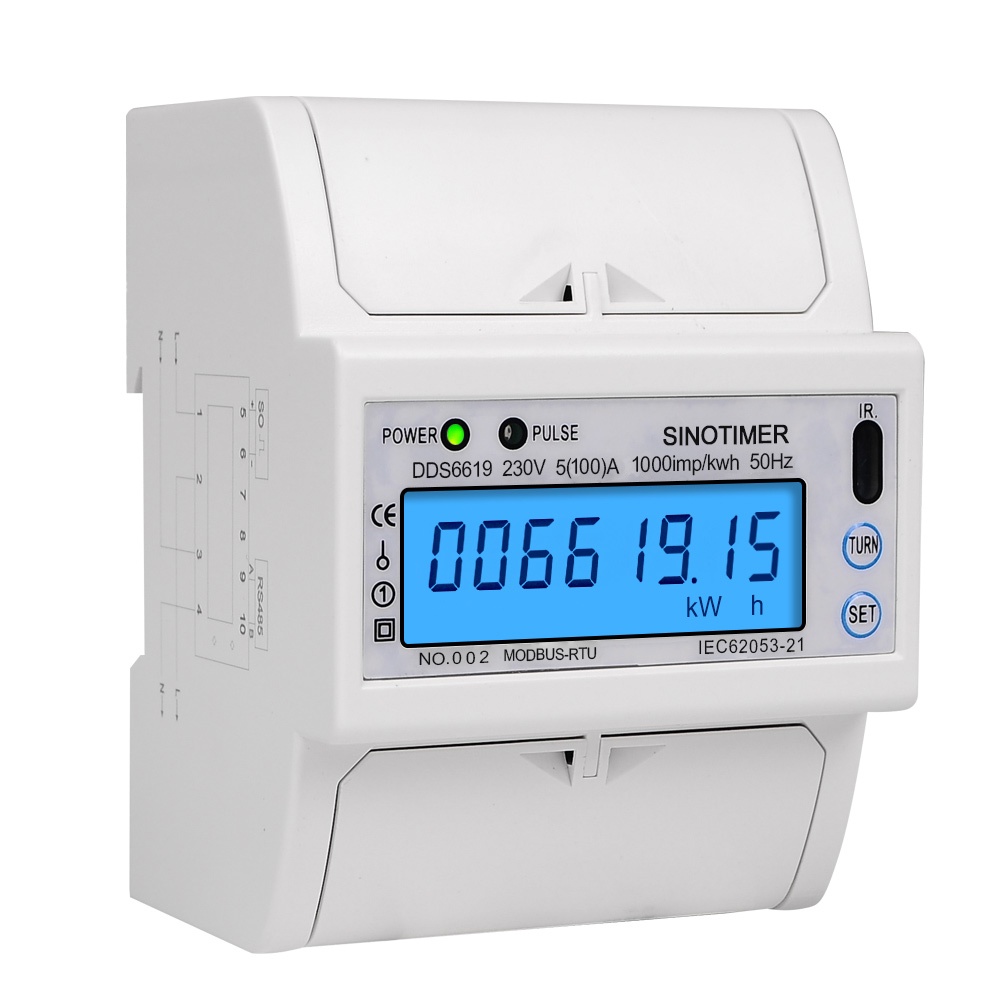 Din Rail ไฟฟ้า AC 220V Single Phase Energy Meter RS485 Modbus RTU ...