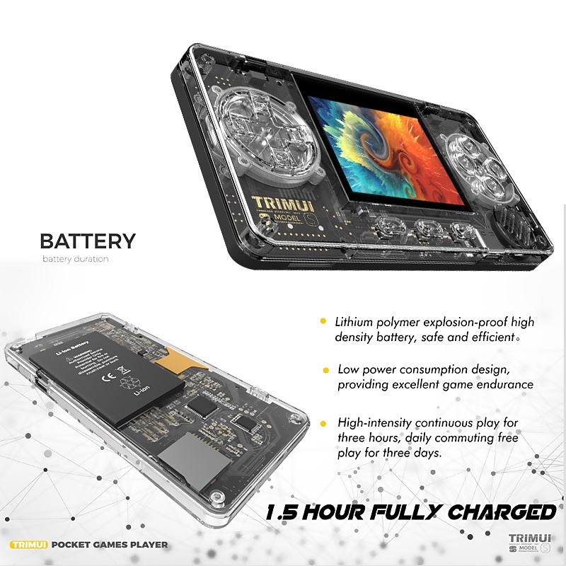 คอนโซลเปลือกTRIMUI Ultra-Small Mini Transparent Metal Shell Game ...