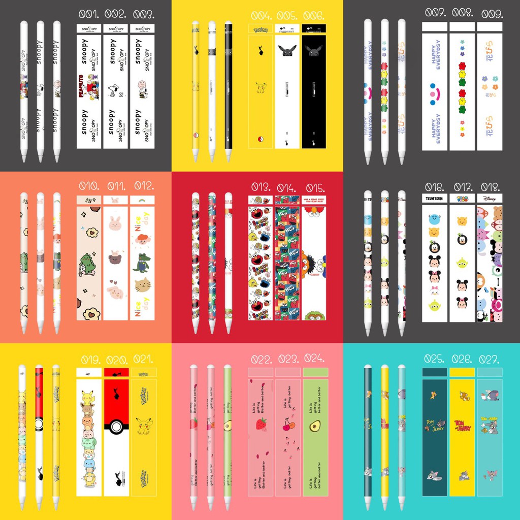 42 ลาย สติ๊กเกอร์ติดปากกา Stylus Sticker Case (ลาย 21 - 40) ป้องกันปาก ...