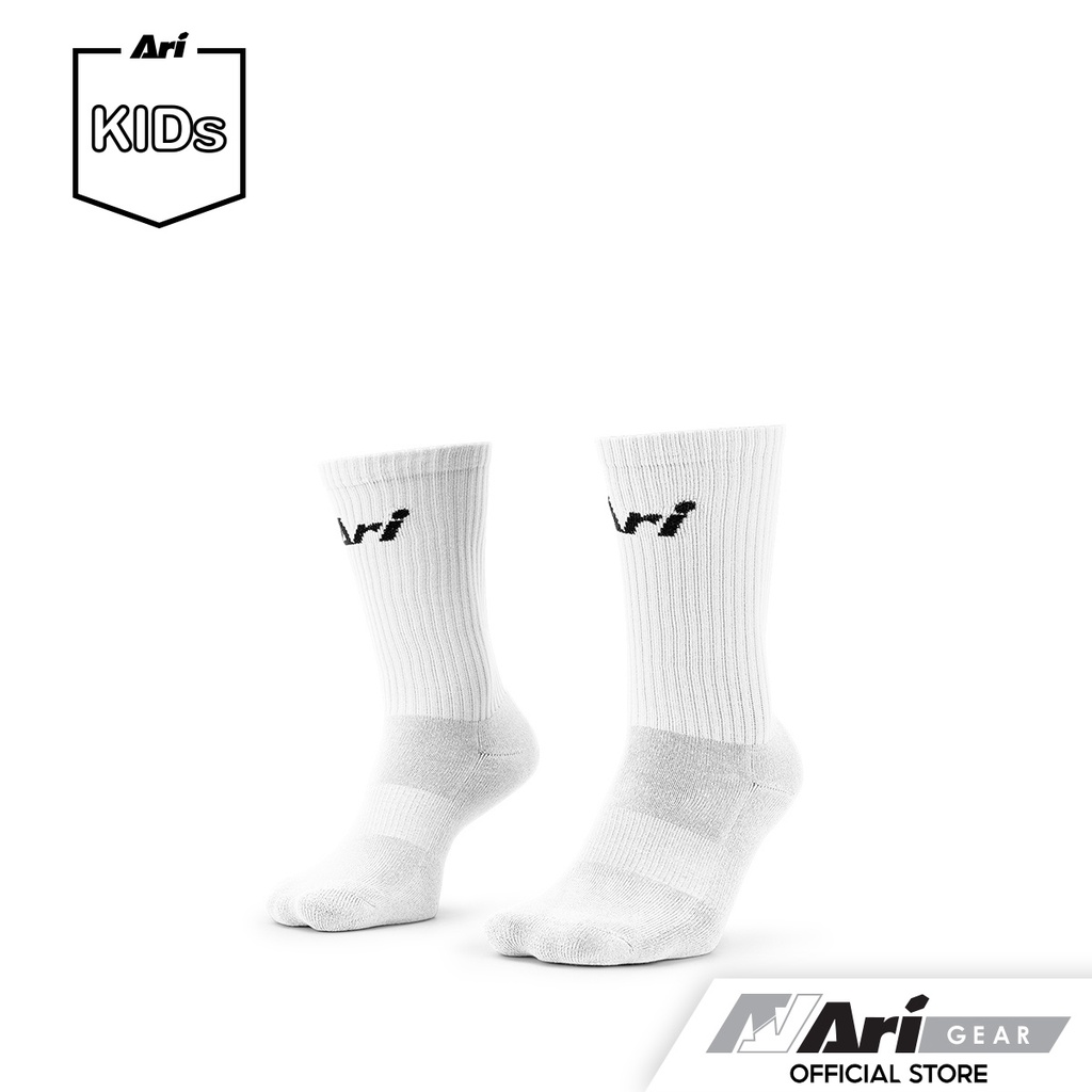 ARI JUNIOR CREW SOCKS - WHITE (AHW1212-02) ถุงเท้าครึ่งแข้ง เด็ก อาริ ...