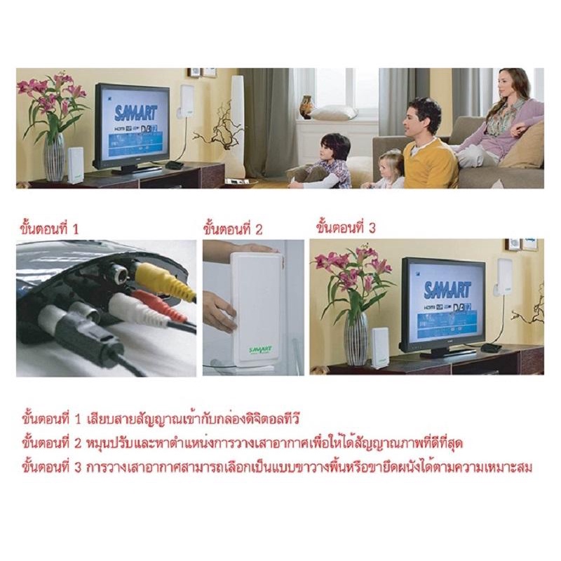 SAMART เสารับสัญญาณ ดิจิตอลทีวี SAMART รุ่น D1A ภายในอาคาร สำหรับ กล่องทีวีดิจิตอล เสาอากาศ เสา ...