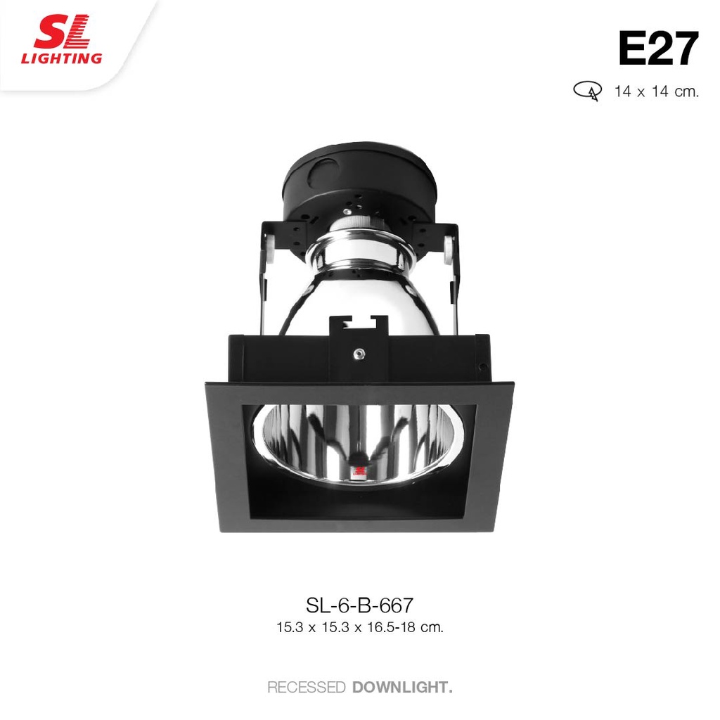 SL LIGHTING โคมไฟดาวน์ไลท์ E27 แบบฝังฝ้า ทรงสี่เหลี่ยม รุ่น SL-6-667 - sl.lighting - ThaiPick