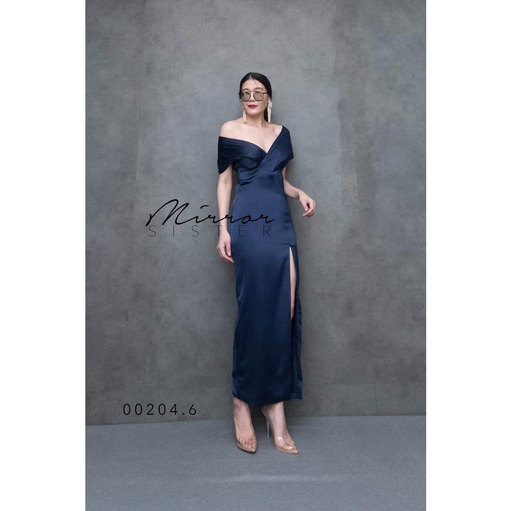Mirrorsister 00204.6 แมกซี่เดรสทรงเริ่ด เดรสปาดไหล่ ชุดราตรี ชุดออกงาน ...