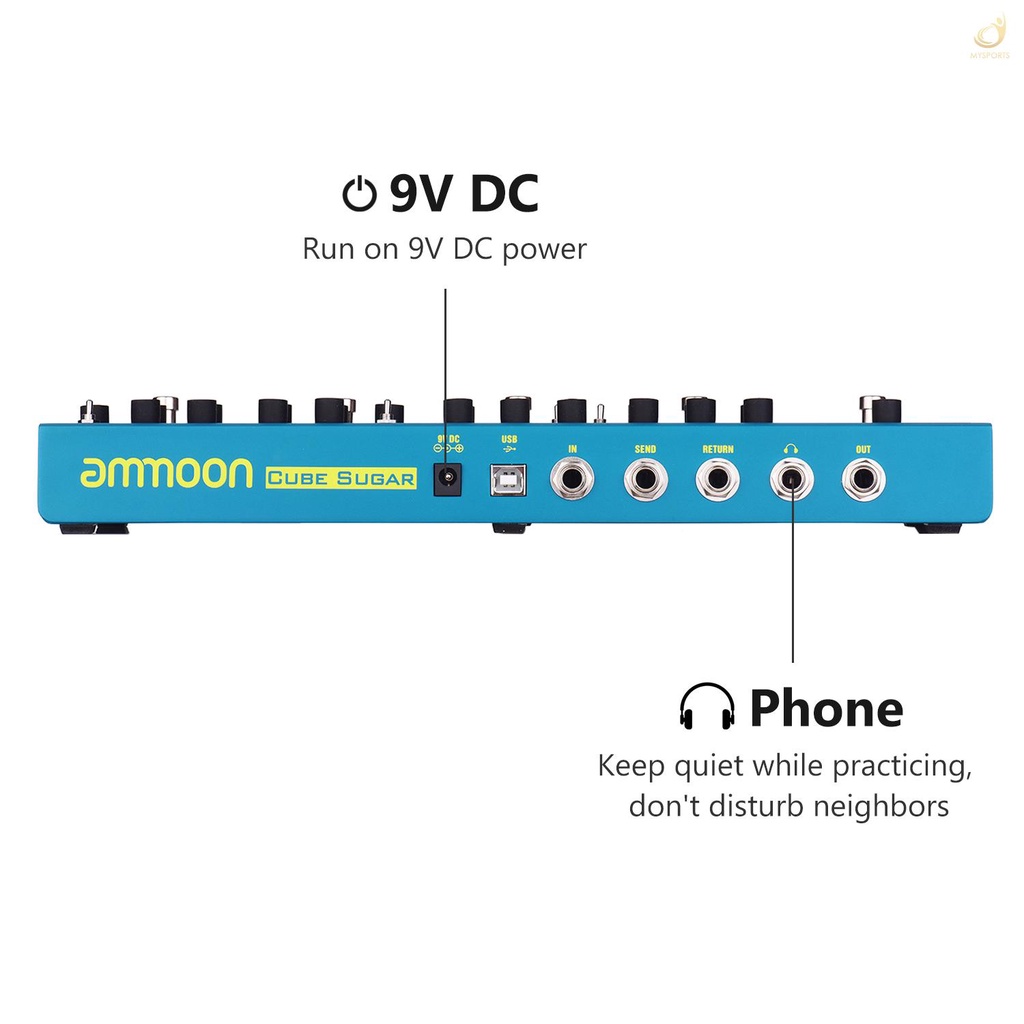 ammoon CUBE SUGAR Combined Effects Pedal 5 Analog Effects ...