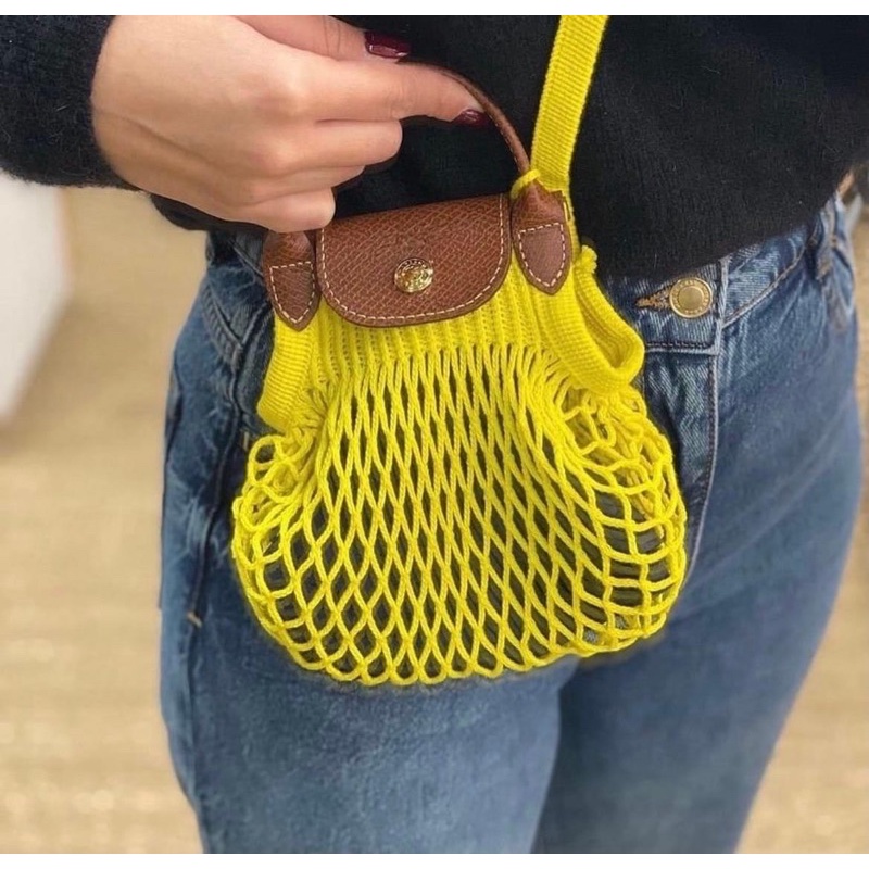 พร้อมส่ง แท้ New Longchamp ตาข่ายมินิ สีเหลือง LE PLIAGE FILET ...
