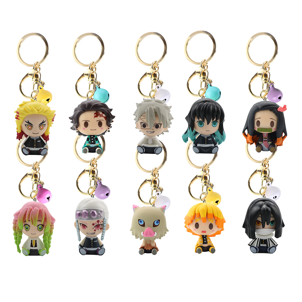 PEWANY 10pcs Key Rings Zenitsu Anime Demon Slayer Keychain Kimetsu No ...