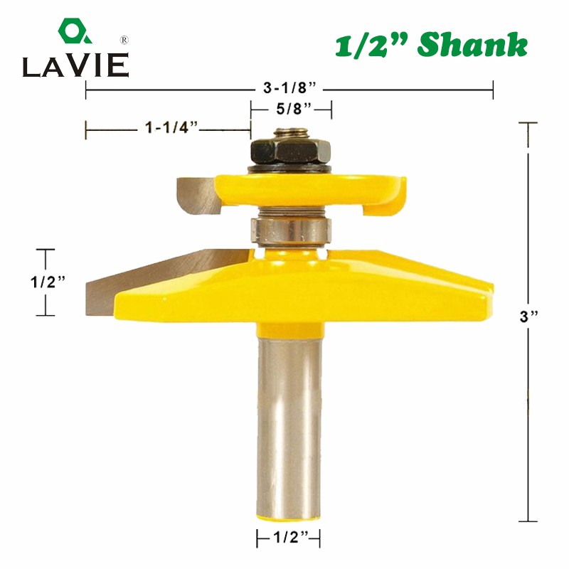 1/2” Shank 3 Bits 15 Degree Chamfer Cabinet Door Tenon Cutter Rail ...
