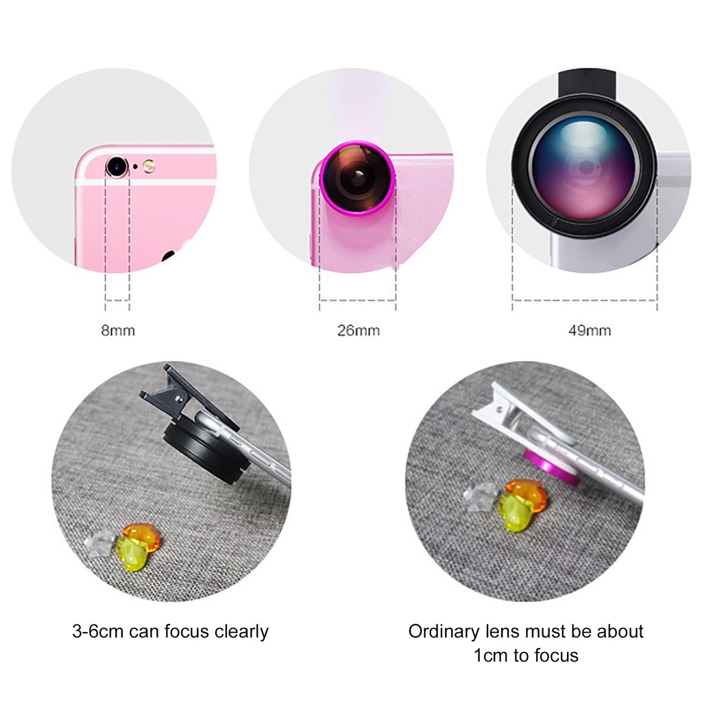 Universal Mobile Phone Lens 2 in 1 Universal 37mm 0.45X 49UV Wide Angle Macro Cell Phone Camera ...