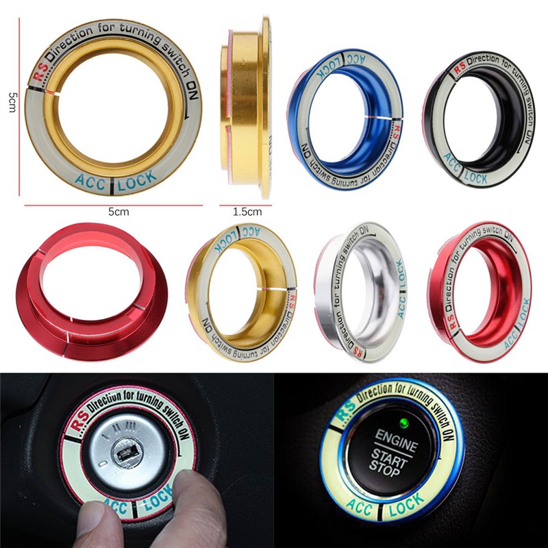 5 LED Luminous Car Ignition Key Hole Ring Coil Switch Decor Sticker ...