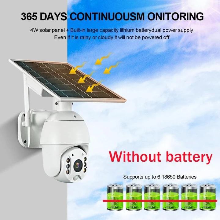 กล้องไร้สายภายนอก Intelligent Solar Energy Alert PTZ Camera WiFi ...