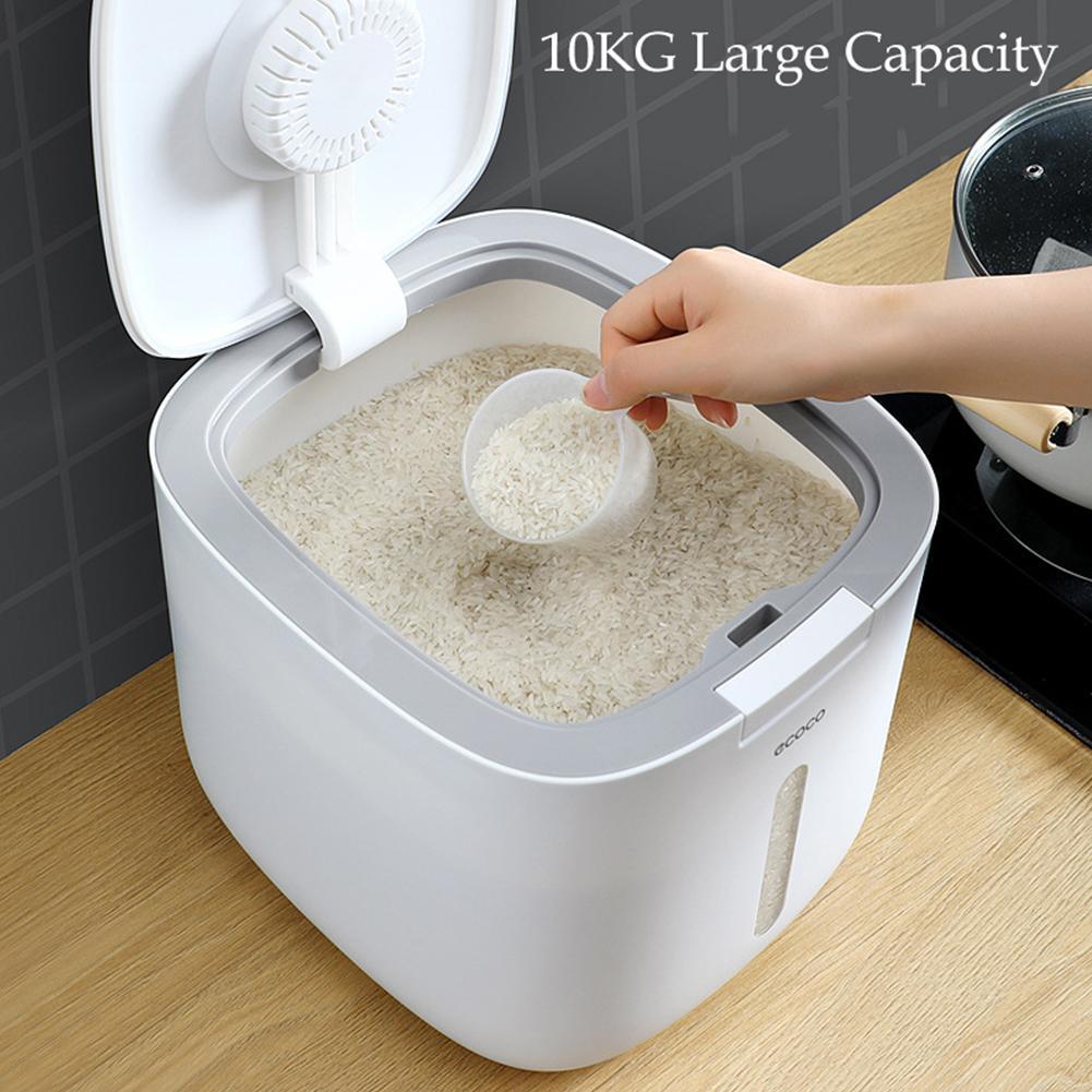 10KG Rice Storage Box Flip Cover Nano Rice Bucket Insect-proof Rice ...