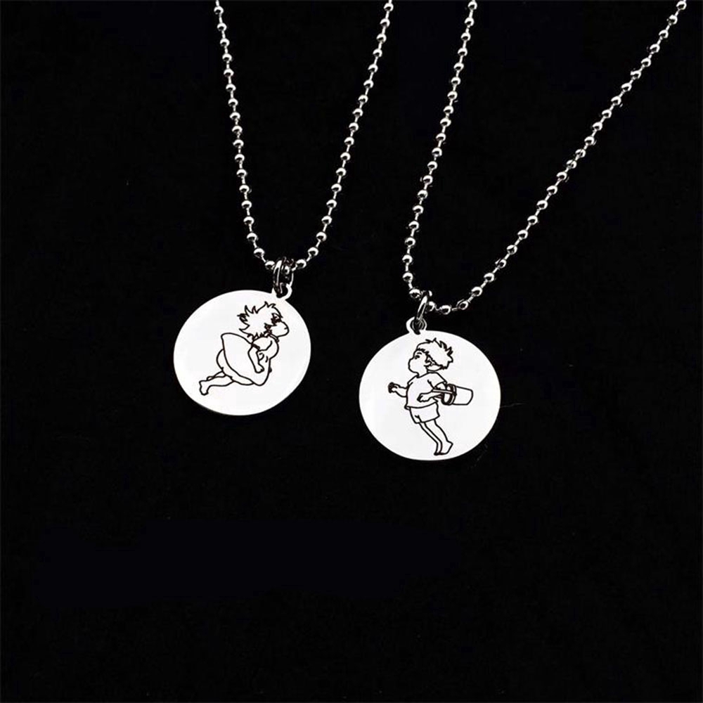 Couple Pendant Cartoon Stamped Chain Necklace Lover Gift - aaoottuuoo5 ...