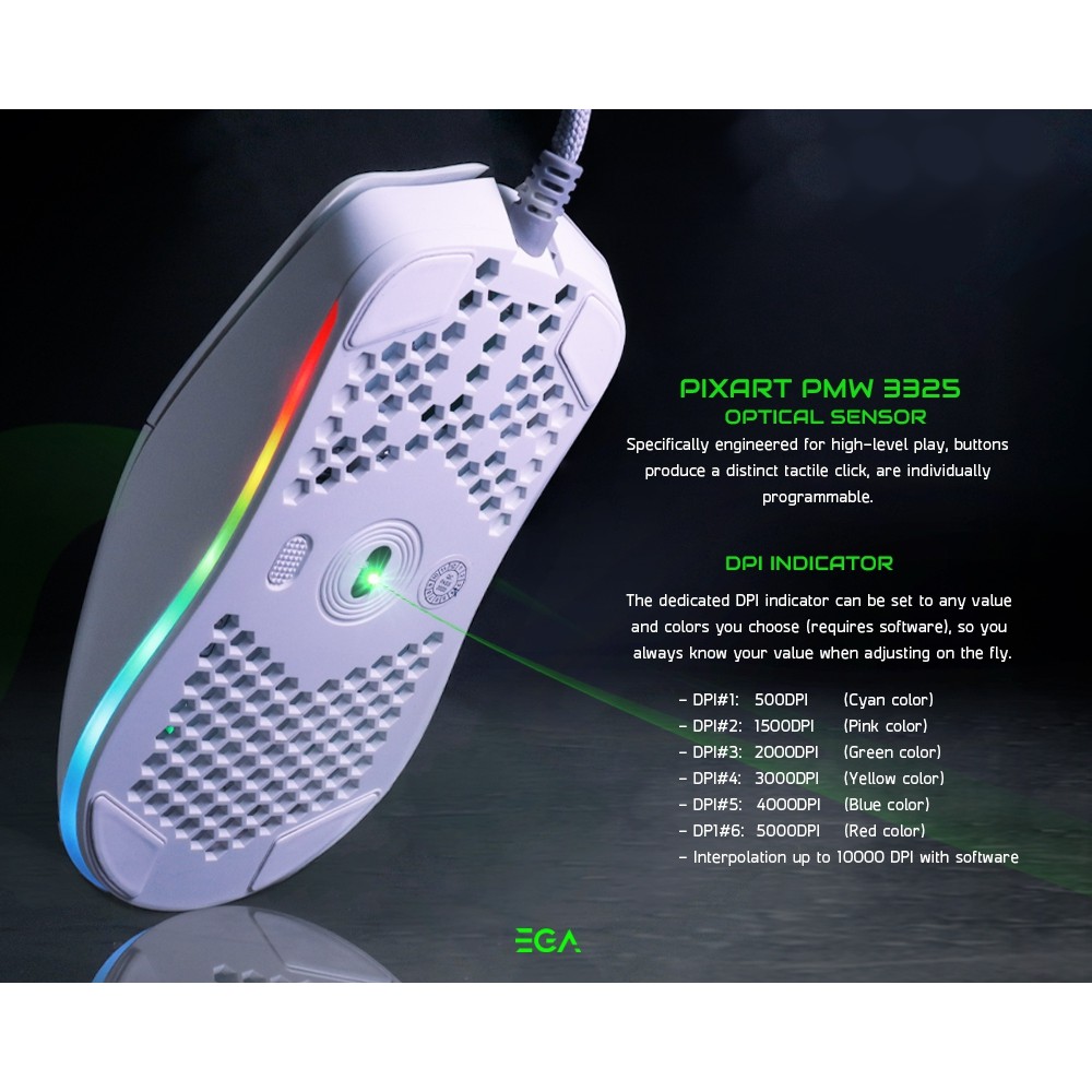 EGA Type M3 - Macro Gaming Mouse เบามาก มี 2 สีให้เลือก ดำ ขาว ประกัน 2 ...