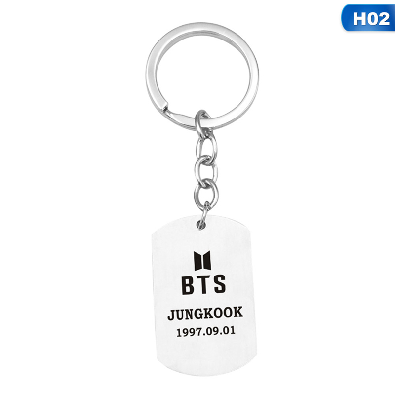 Zaozhuang1 Keychain KPOP BTS Stainless Steel Keychain Bangtan Boys Pendant Keyring JIMIN SUGA ...
