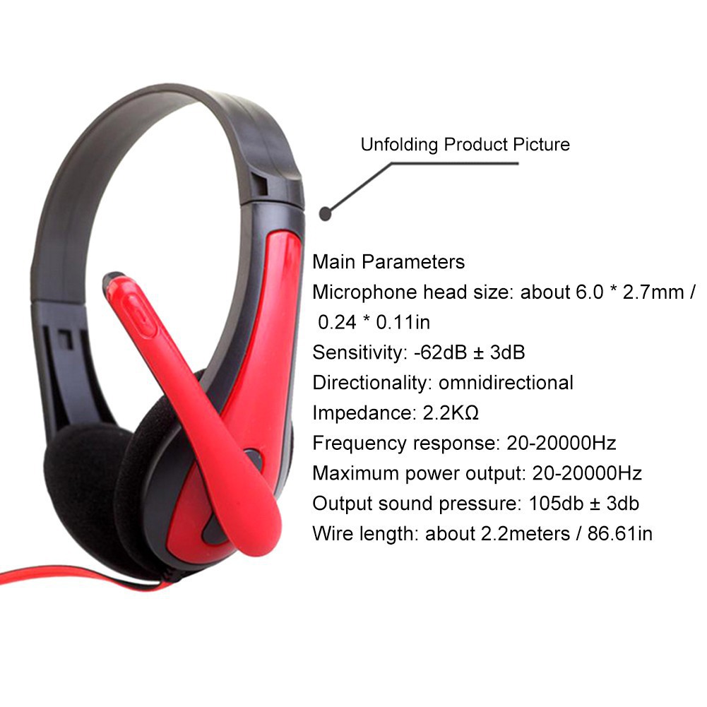 Red/blue universal computer laptop headset ergonomic design gaming ...