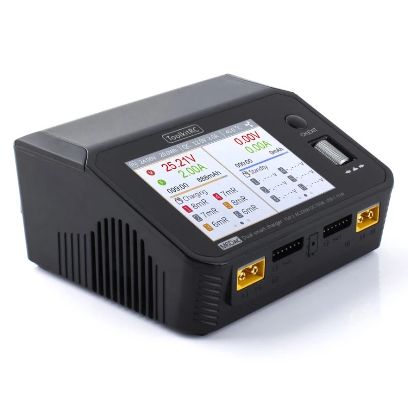 ToolkitRC M6dac Dual Channel Smart Lipo Battery Charger Discharger AC 200W DC 350WX2 15A for 1 ...