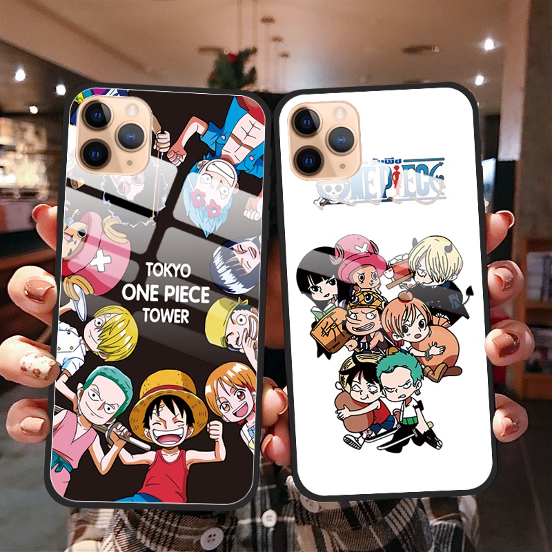 เคสโทรศัพท์มือถือกระจกนิรภัย กันกระแทก กันรอยขีดข่วน ลาย One Piece ...