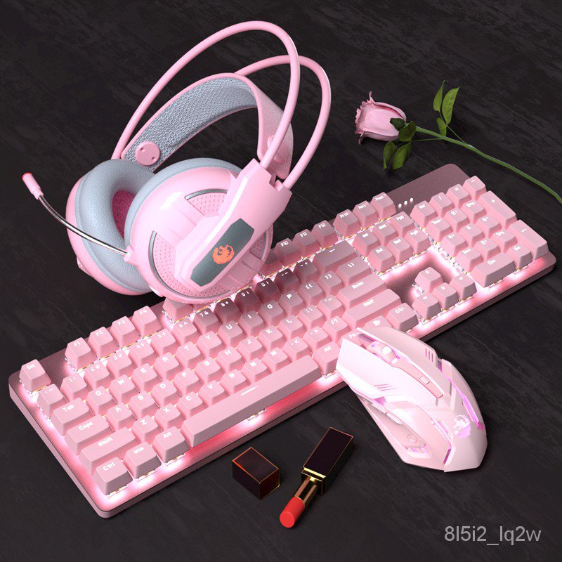 {now}Pink Fashion Girl Heart Cute Backlight Gaming Keyboard and Mouse ...