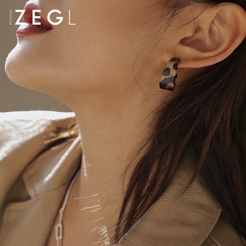 ♙┅ สไตล์ร้อนแฟชั่น ZEGL เรซิ่นเสือดาวต่างหูหญิงออกแบบต่างหู 2021 ใหม่ ...