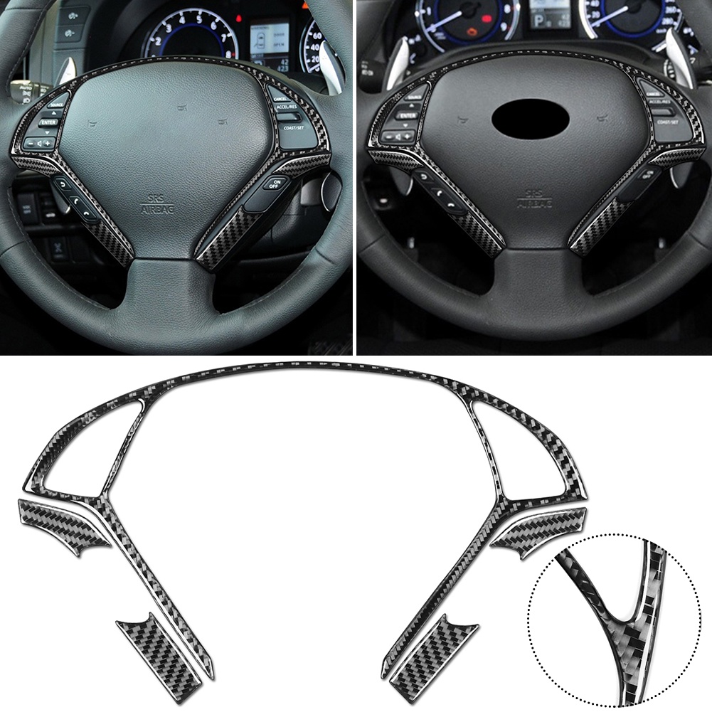 5pcs Carbon Fiber Steering Wheel Interior Sticker Set Panel Decoration ...