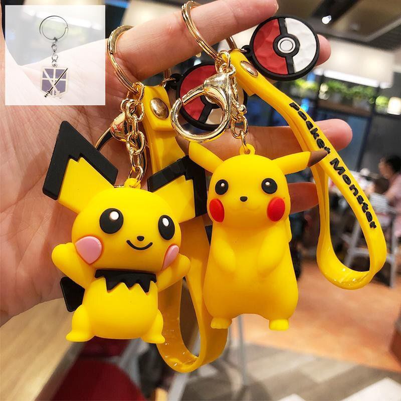 Cute Pikachu Girl Keychain Cartoon Doll Dinosaur School Bag Pendant Ins ...
