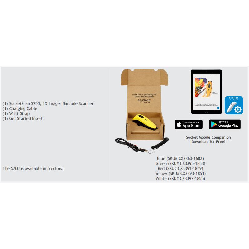 Socket Mobile 1D Bluetooth Barcode Scanner รุ่น Socket Scan S700 (Blue ...