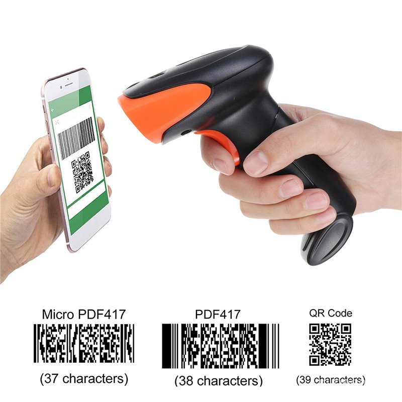 1D/2D Barcode Scanner Portable 2.4G USB Wireless Handheld Laser Light ...