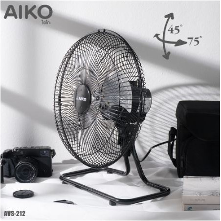 พัดลมเล็ก ไอโกะ AIKO TURBO รุ่น AVS - 212 ขนาด12 ส่ายได้ สีดำ ใบพัดเหล็ก - imari.home - ThaiPick