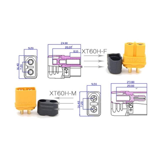หัว XT60 XT60-H ขั้วต่อ RC แบตเตอรี่ connector terminal - 3singservice ...