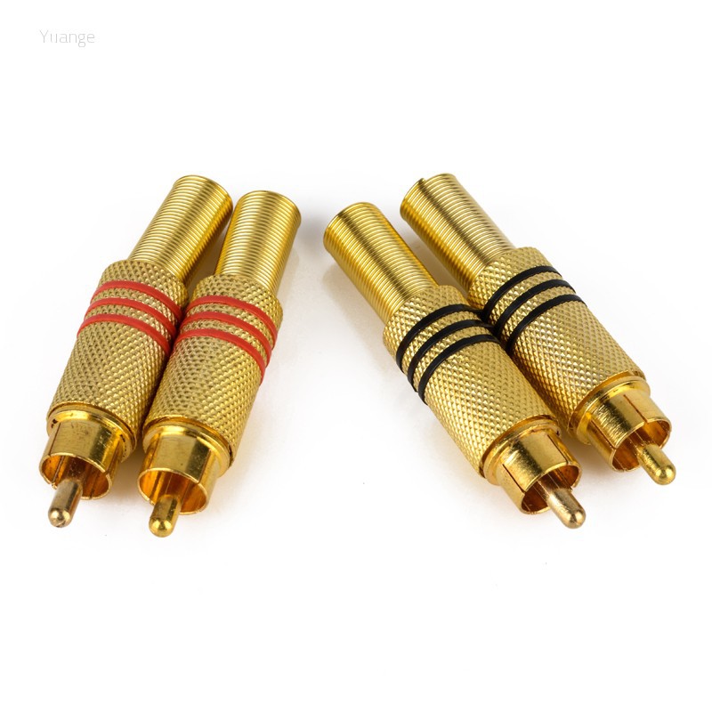 Yuange 4Pcs Gold RCA Phono Male Plug Solder Audio Video Cable Adapter Connector New - yuange.th ...