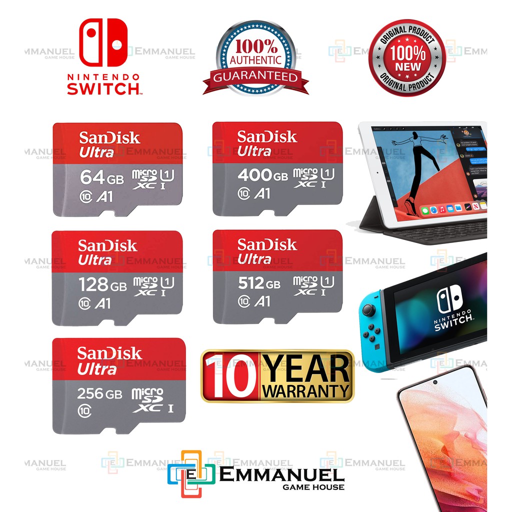 SanDisk Ultra Micro SD Cards 128GB 256GB 512GB SD card - High Speed - For Nintendo Switch Mobile ...