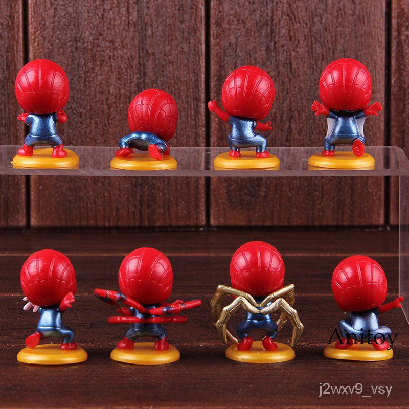 ฟิกเกอร์ Marvel Super Hero Spiderman Iron Spider Q Version 8 ชิ้น / ชุด ...