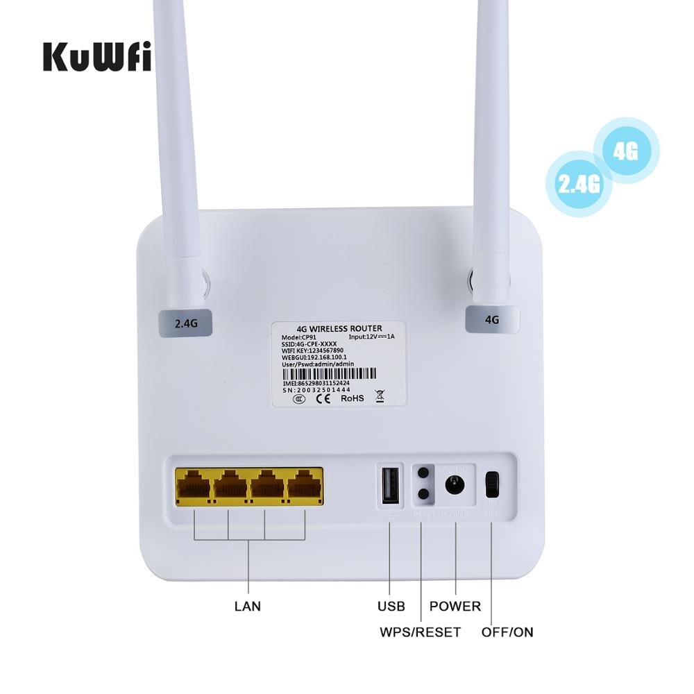 KuWFi 4G SIM Wifi Router 4G LTE CPE Router CAT4 150Mbps Unlocked 4G FDD ...