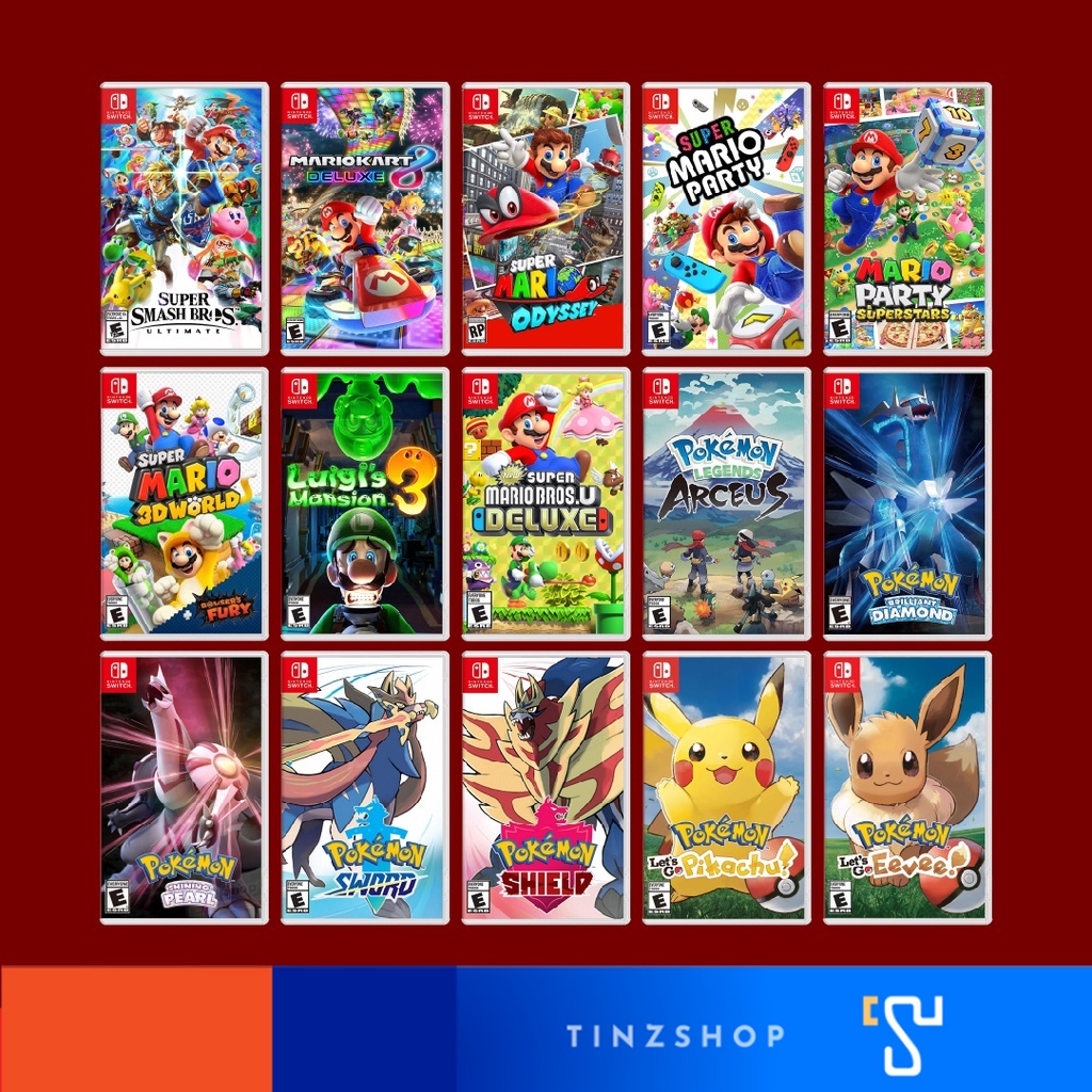 [Mario&Pokemon] Mega 15 Games set RED for Nintendo Switch | Shopee Thailand