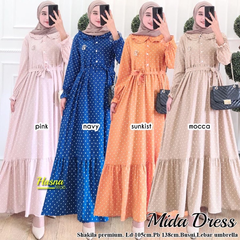 Shakila Premium Midi Dress สําหรับผู้หญิง Ld 105 Mida Maxy - nuryshope ...