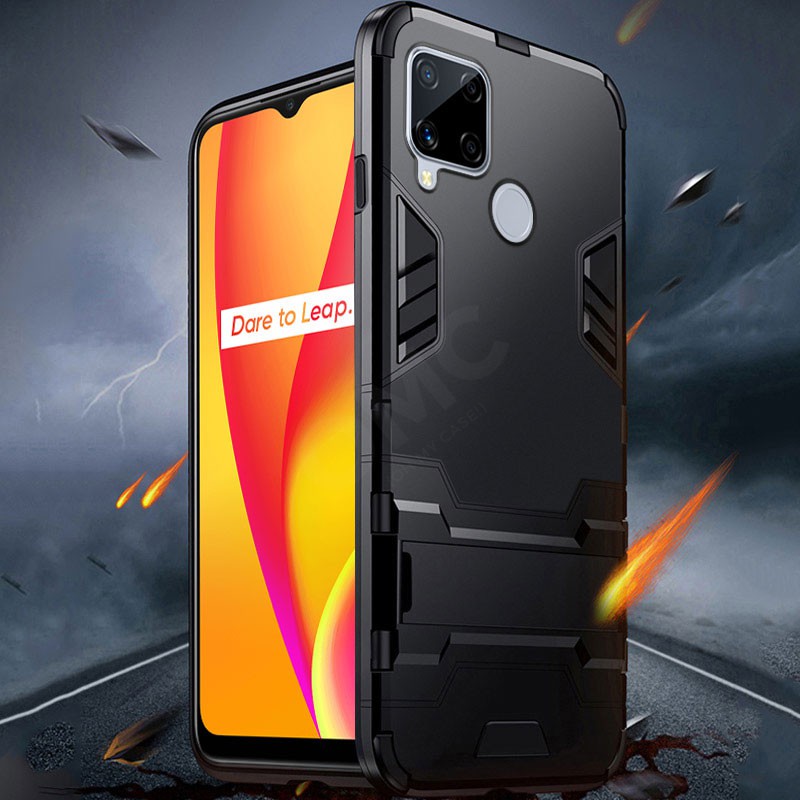 For Realme C15 Stand Hard Case Hybrid Shockproof Back Phone Cover ...