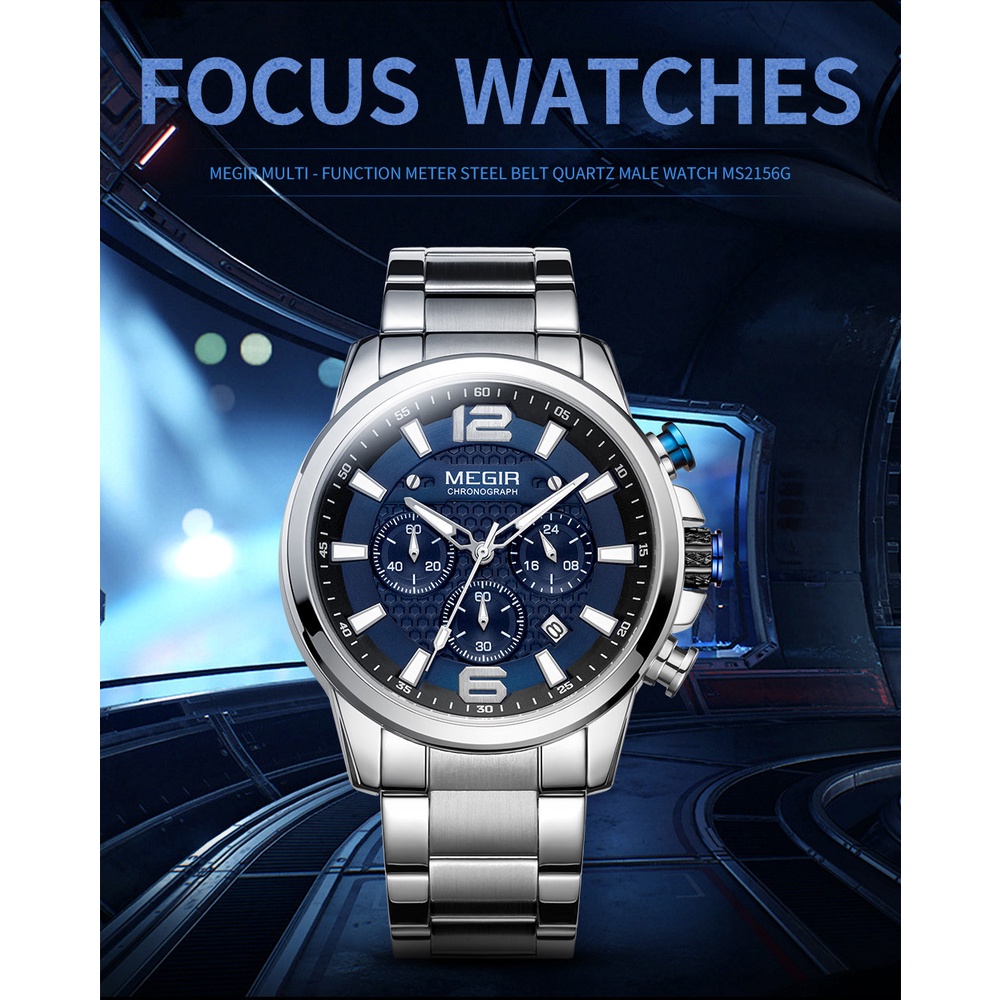กระเป๋านาฬิกาMEGIR Luxury Watches Men To Brand Stainless Steel ...