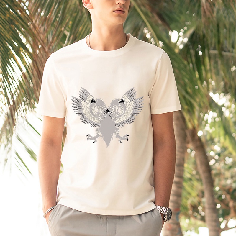 เสื้อยืด พิมพ์ลายกราฟฟิค Mashoo Soaring Eagle สีดํา สีขาว สไตล์วินเทจ ...