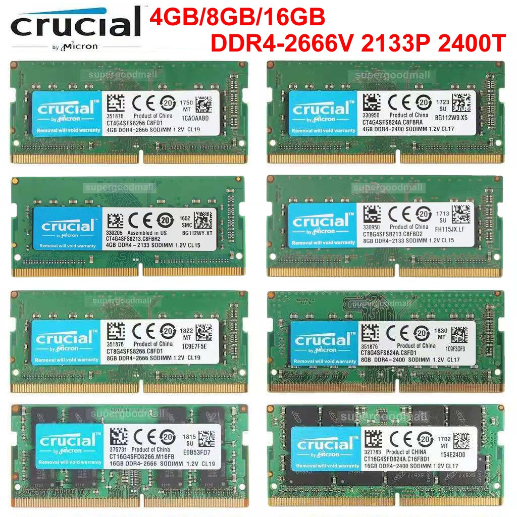 Crucial 4GB/8GB/16GB PC4-2400T/2666V/2133P DDR4-2400Mhz/2666Mhz/2133Mhz ...