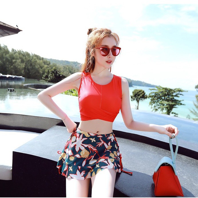 Xiuer ชุดว่ายน้ํา บิกินี่ เอวสูง สไตล์เกาหลี เซ็กซี่ ผ้าคุณภาพสูง ชุด ...