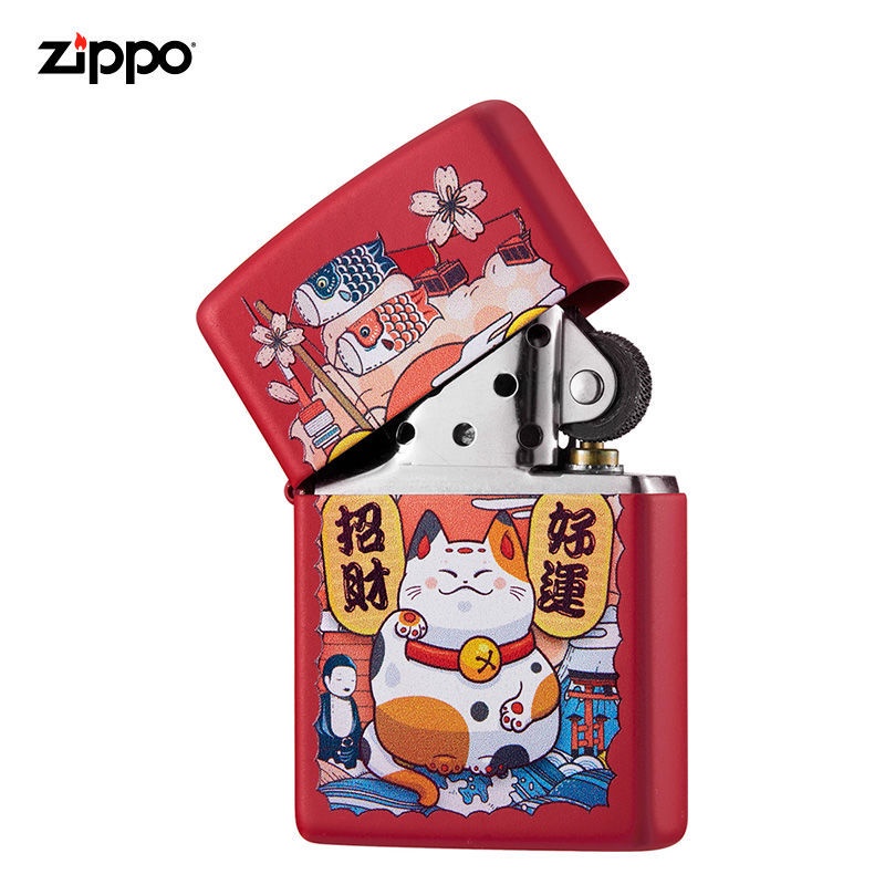 Lighter Zippo official genuine lucky cat good luck treasure kerosene ...