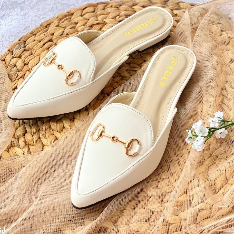 รองเท้าทรงแบน Aleesya ฤดูร้อนสีขาว - hamimasihx_store.th - ThaiPick